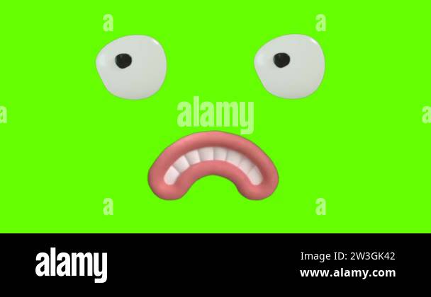 Funny Cartoon Face Reaction with eyes and mouth on green screen ...