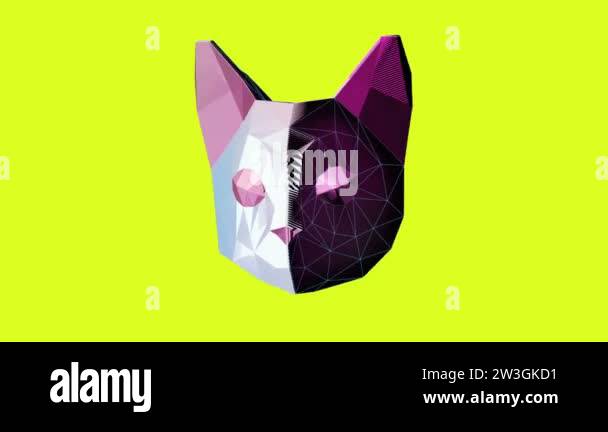 Minimal animation gif art. 3d Cat face Stock Video Footage - Alamy