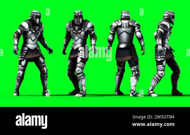 Knight animation. Phisical motion blur. Realistic green screen 4k ...