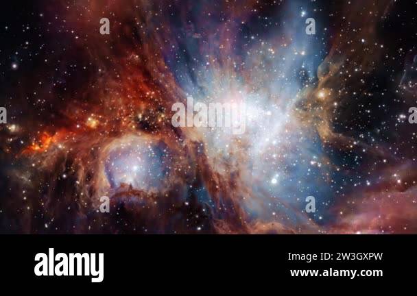 The Orion nebula exploration on deep space. 4K Flight Into the Orion Nebula also known as ...