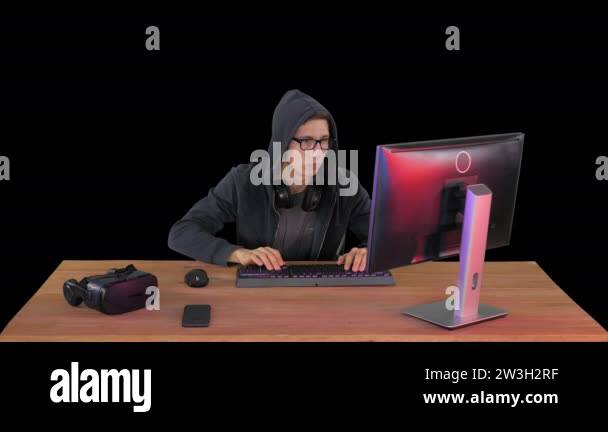 Hacker Typing At computer quickly, Alpha Channel Stock Video Footage ...