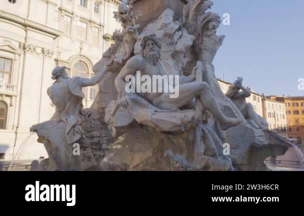 Statue of Zeus in Bernini's fountain of Four Rivers in Piazza Navona ...