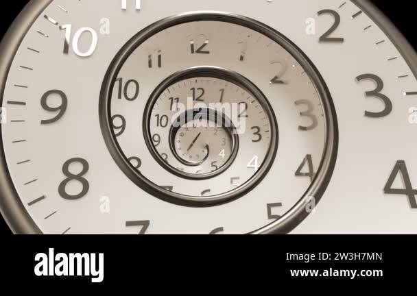 Golden Classic Round Clock with time hands turn backward infinity ...