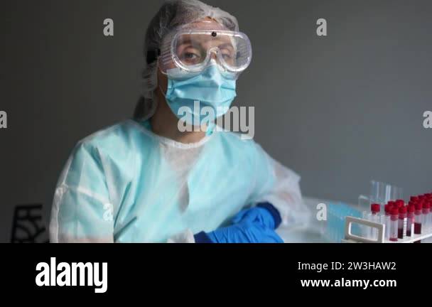 Diagnosis of sars-cov-2, coronavirus covid-19. Close up portrait of a ...