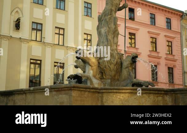 Neptune Fountain statue sculpture robust figure landmark historical ...