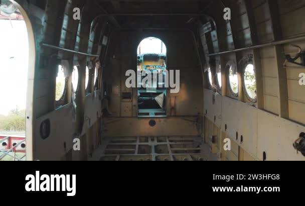 Close-up view inside cockpit of Soviet fighter aircraft of World War II ...