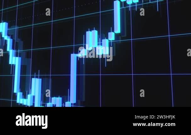 3D Stock Market Chart, forex trading chart, blue glowing like neon ...