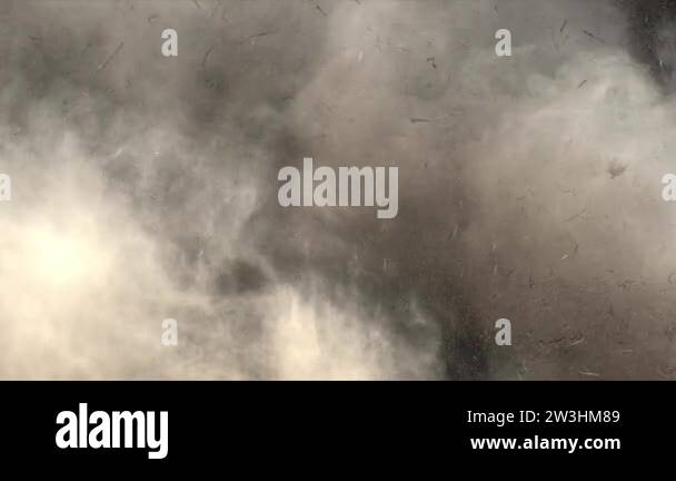4K Dust and hay explosion debris cloud descending in slow-motion Stock ...