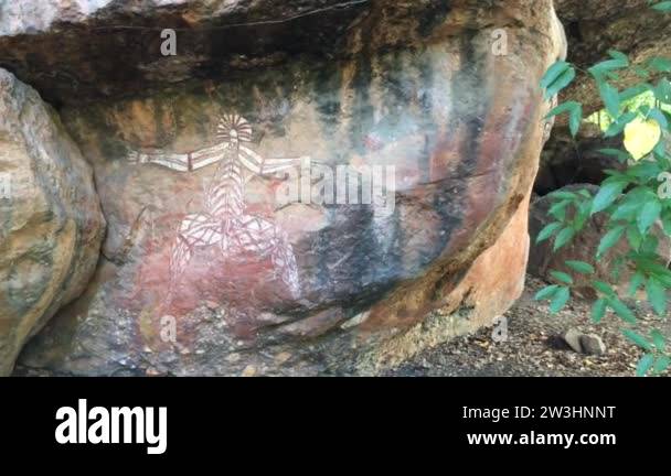 Aboriginal Rock Paintings at Burrungkuy Nourlangie rock art site in Kakadu National Park ...