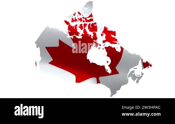 Canadian map flag waving in wind video footage Full HD half white ...
