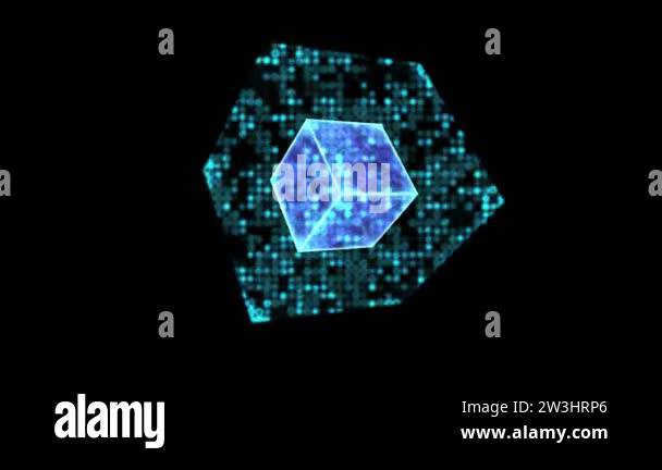 Quantum cube futuristic core energy surface blur digital animation ...