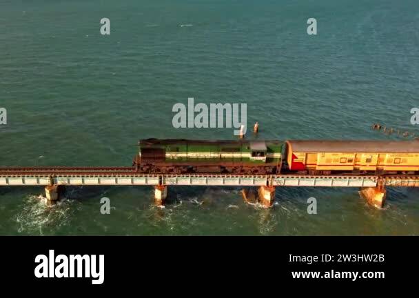 Rameshwaram, India - Circa December 2019. View of Pamban bridge in ...