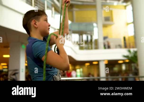 RUSSIA, MOSCOW - Feb 22, 2021 Sports climbing kids Insures climbing ...