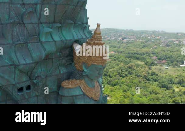 Garuda Wisnu Kencana statue in Bali, Indonesia. Close up aerial view of ...