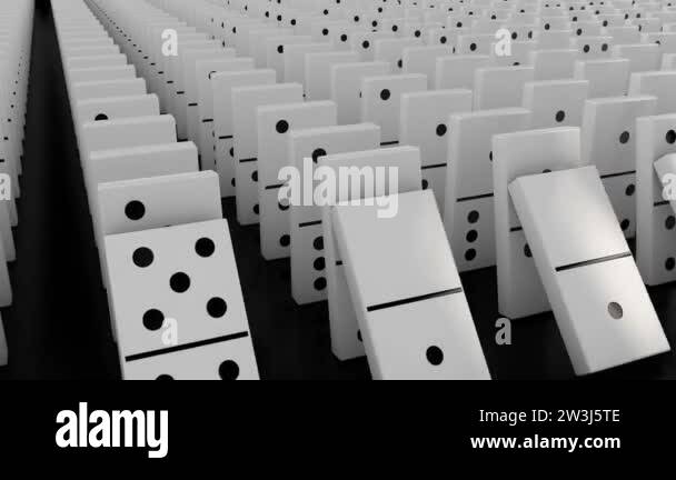 3D animation of falling dominoes. The fall of the array comes from both ...