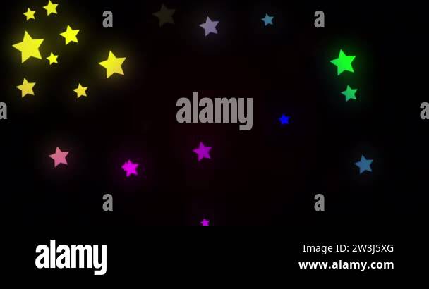 Animation of glowing multi colored stars twinkling and moving in ...