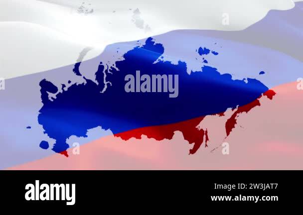 Russian Map flag video waving in wind. Realistic Russian Map Flag ...
