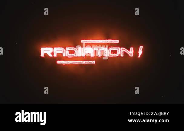 Radiation looped infinite text animation with fire burn effect. Red and ...