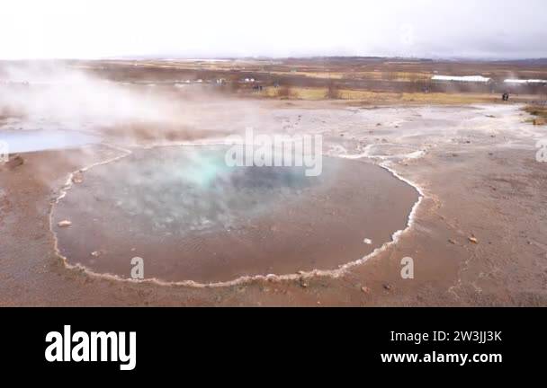 Geyser Valley in the southwest of Iceland. The famous tourist ...