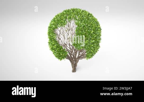 Growing tree, forming globe shape with leaves. Earth tree concept ...