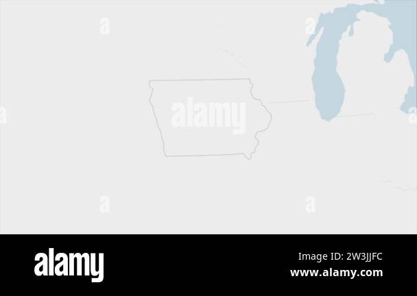 US State Iowa map highlighted in Iowa flag colors and pin of country ...