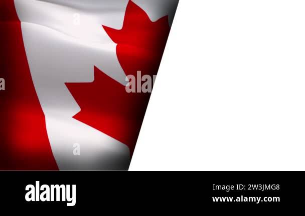 Canadian flag waving in wind video footage Full HD half white background.Realistic Canadian Flag ...