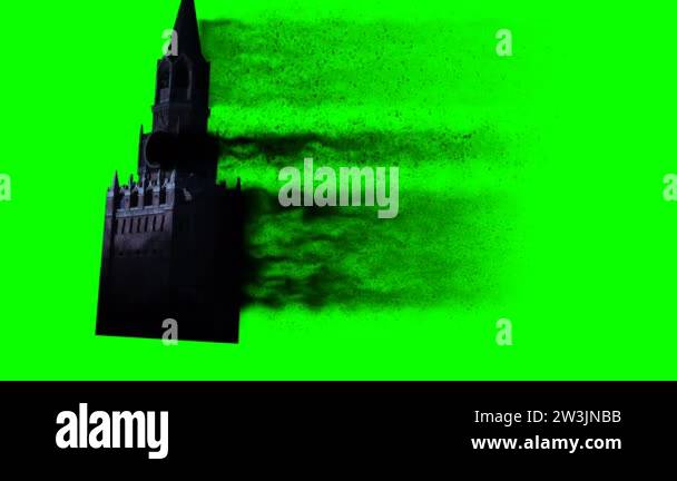 Moscow city apocalypse concept. green screen realistic 4k animation ...