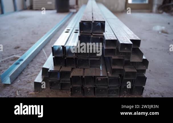 Building materials for remodeling walls on construction site. Stack of ...