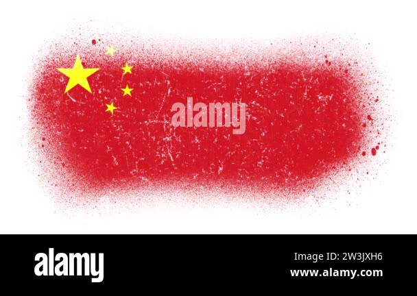 China Flag Reveal With Paint Brush Splatter Mask/ 4k animation of a ...