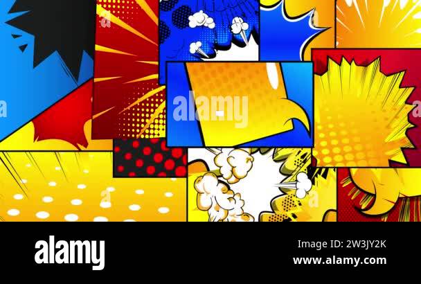 4k animated comic book footage. Background with text bubble. Comic book ...