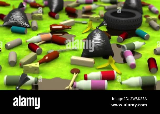 Environmental pollution. 3D animation in cartoon style, loopable Stock ...