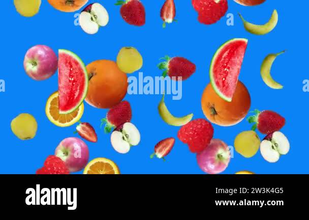 Realistic fruits animation on blue screen editable chroma key ...