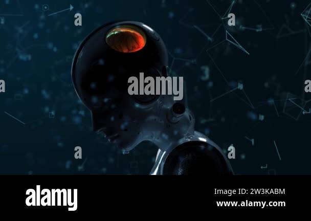 robot woman, sci-fi woman animation of the digital world of the future of neural networks and ...
