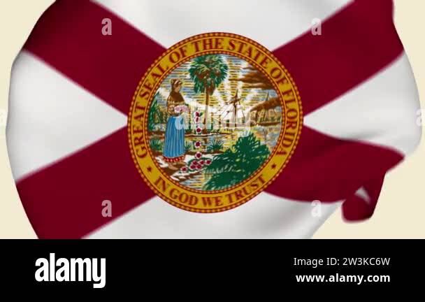 Florida State - USA - Crumpled Fabric Flag Intro. USA Flag. State of ...