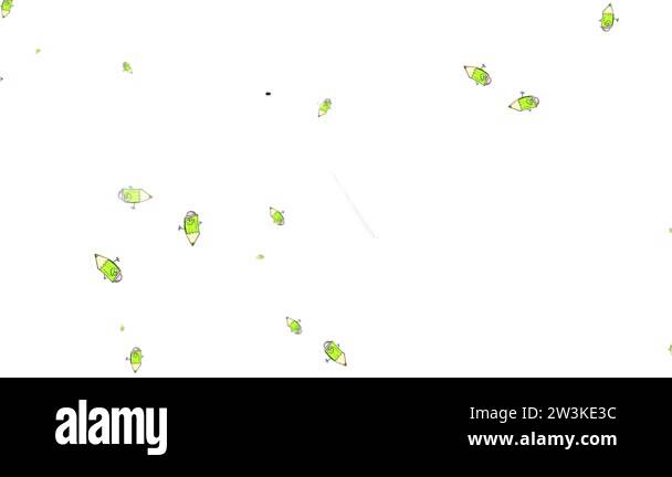 Bouncing Springing Motion Effect Applied To Group Of Green Color ...