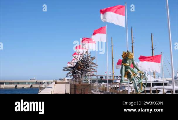 Monte Carlo, Monaco - July 7, 2020: The national flag of Monaco ...
