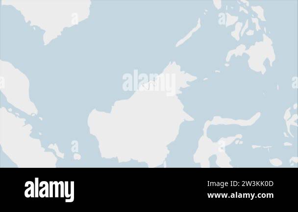 Brunei map highlighted in Brunei flag colors and pin of country capital ...