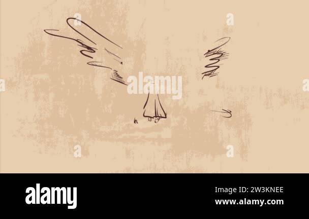 Motion Of Elements Forming Spooky Black Angel Descending From Heaven ...