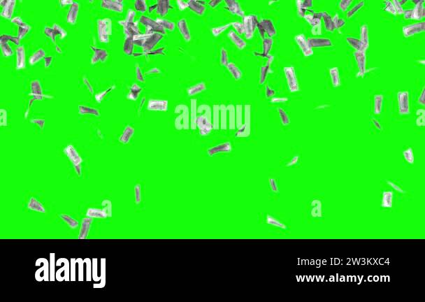 Money rain animated. 100 dollar bills falling on green screen or chroma ...