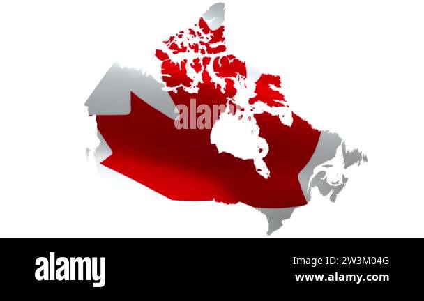 Canadian map flag video waving in wind map background for text ...