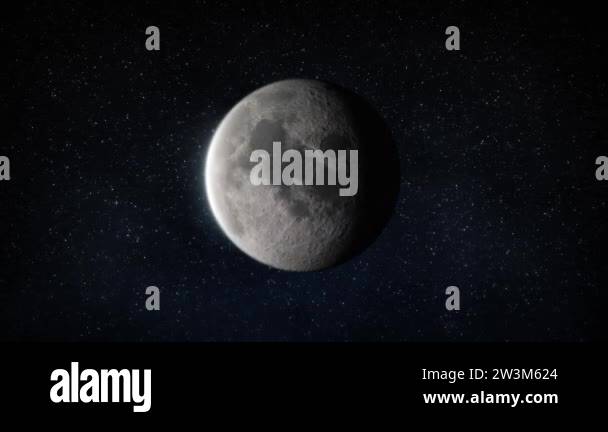 Moon front view close up zoom in starry space background black and ...