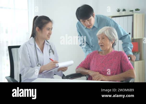 Medical concepts. The doctor is inquiring about the patient's condition ...