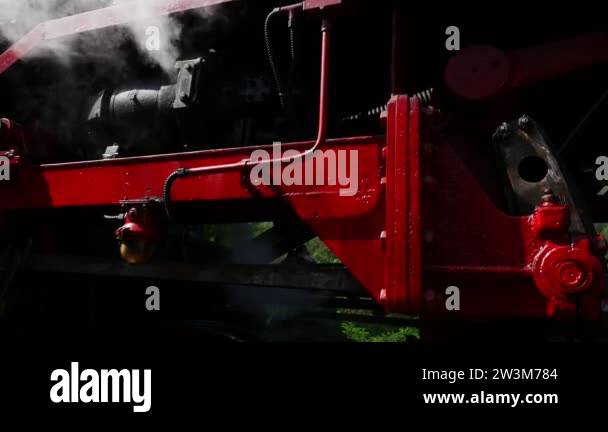 Detail of an old steam engine train locomotive. nostalgic historical ...