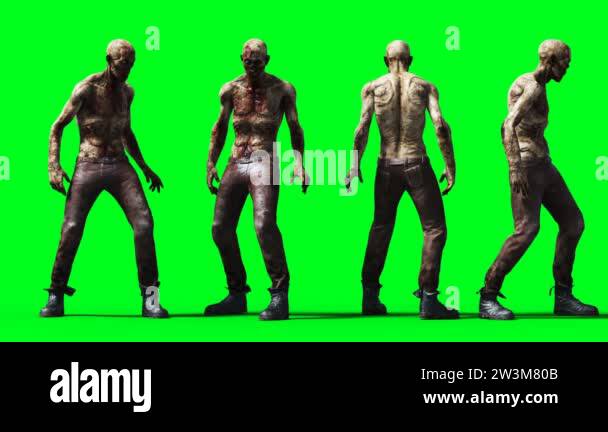 Zombie animation. Phisical motion blur. Realistic green screen 4k ...
