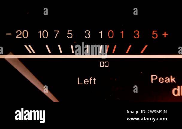 Retro Audio Mixing console with VU meters for audio channels.Filmed in ...