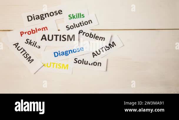 Animation of autism text over heart formed with autism awareness ...