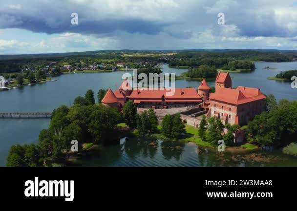 Trakai castle: medieval gothic Island castle, located in Galve lake ...