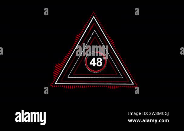 One minute countdown timer in triangle on black screen Stock Video ...