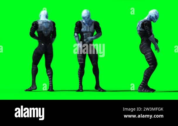 Military alien animation. Phisical, motion blur. Realistic 4k green ...