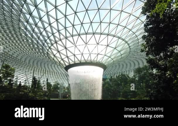 Rain Vortex is worlds tallest indoor waterfall located in Jewel Changi ...